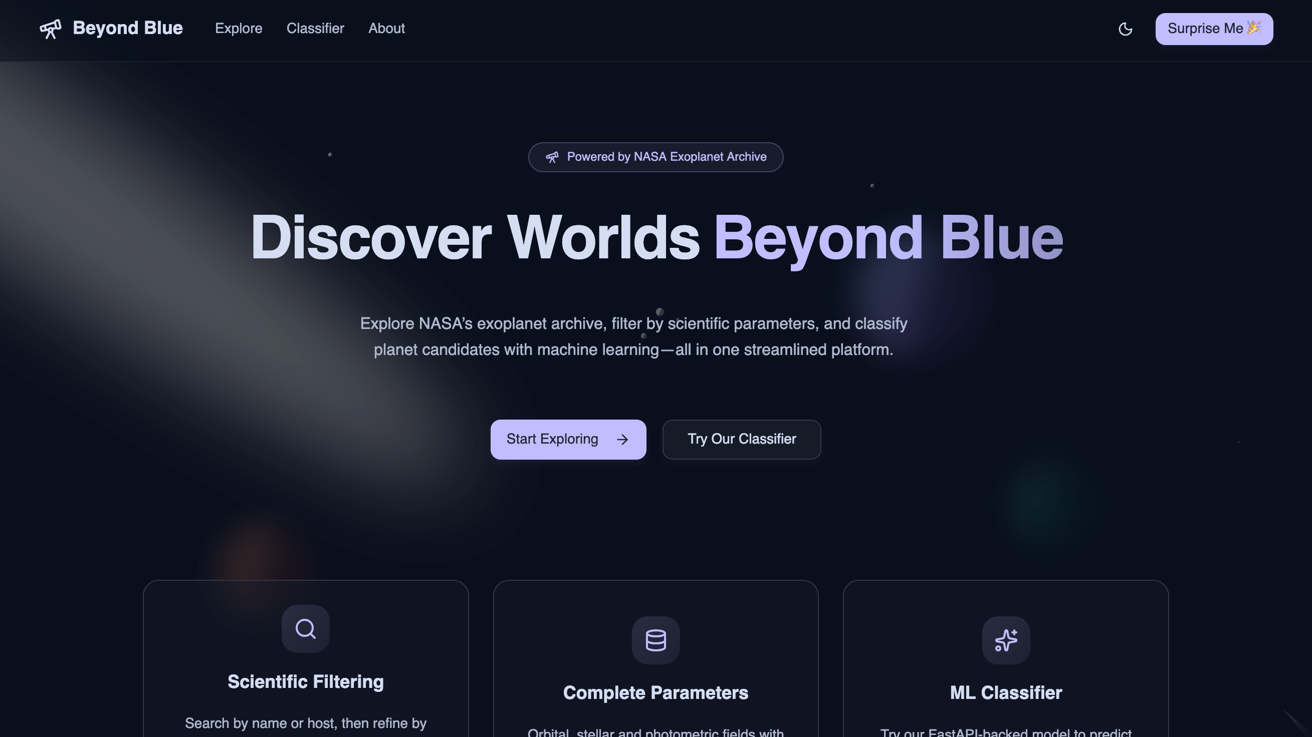 Beyond Blue - An AI-powered platform to explore exoplanets | Gaurab Chhetri